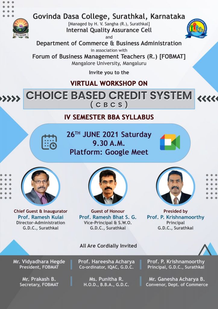 Virtual Workshop on Choice Based Credit System (CBCS) IV Semester BBA ...
