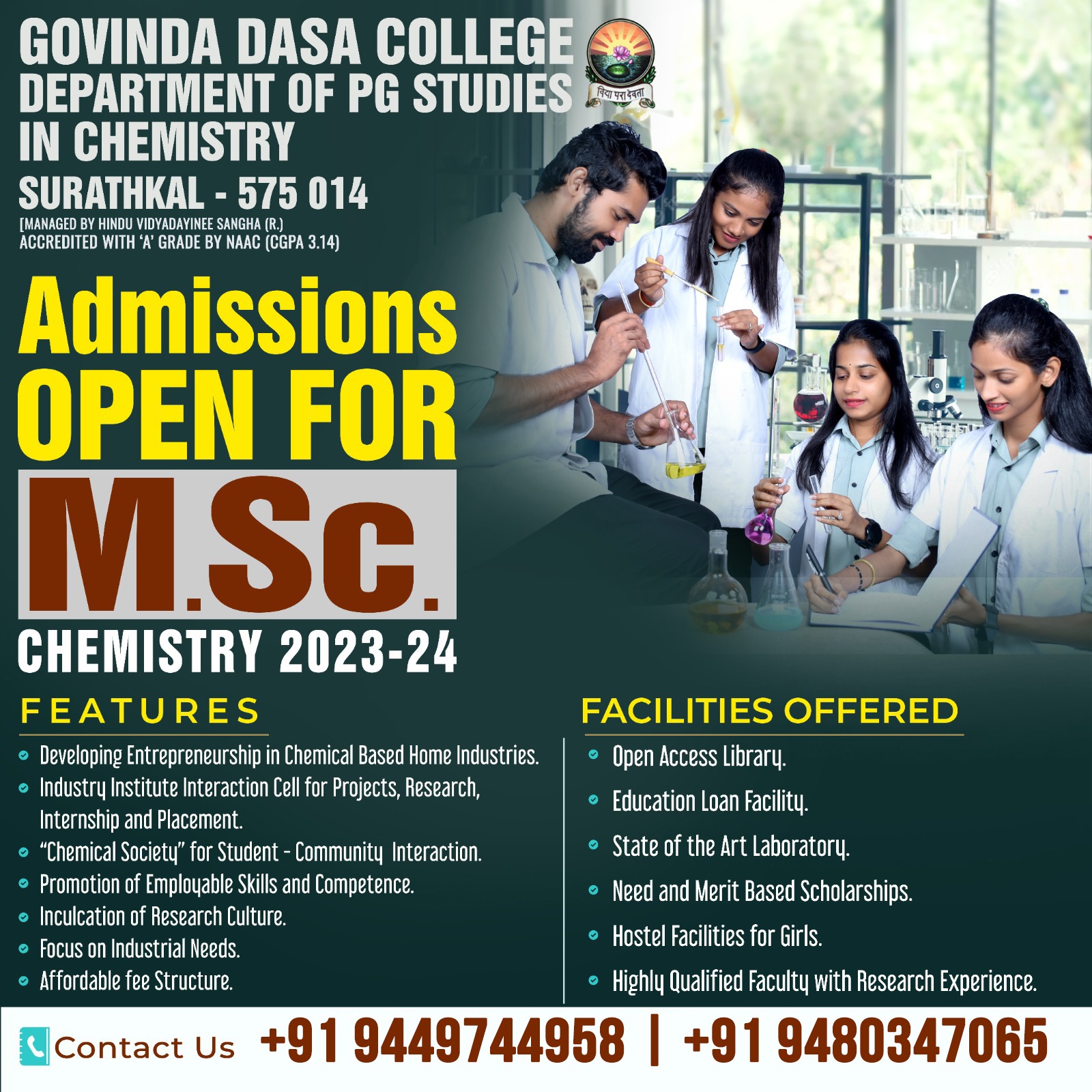 MSC ADMISSION 2023-2024 – Govinda Dasa College