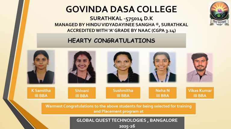 Placement at Global Quest 2025-26 – Govinda Dasa College